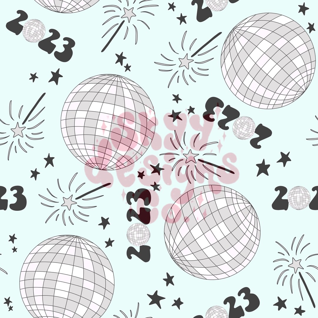 Retro 2023 Seamless Pattern for New Years Eve, Retro New Years Seamless ...