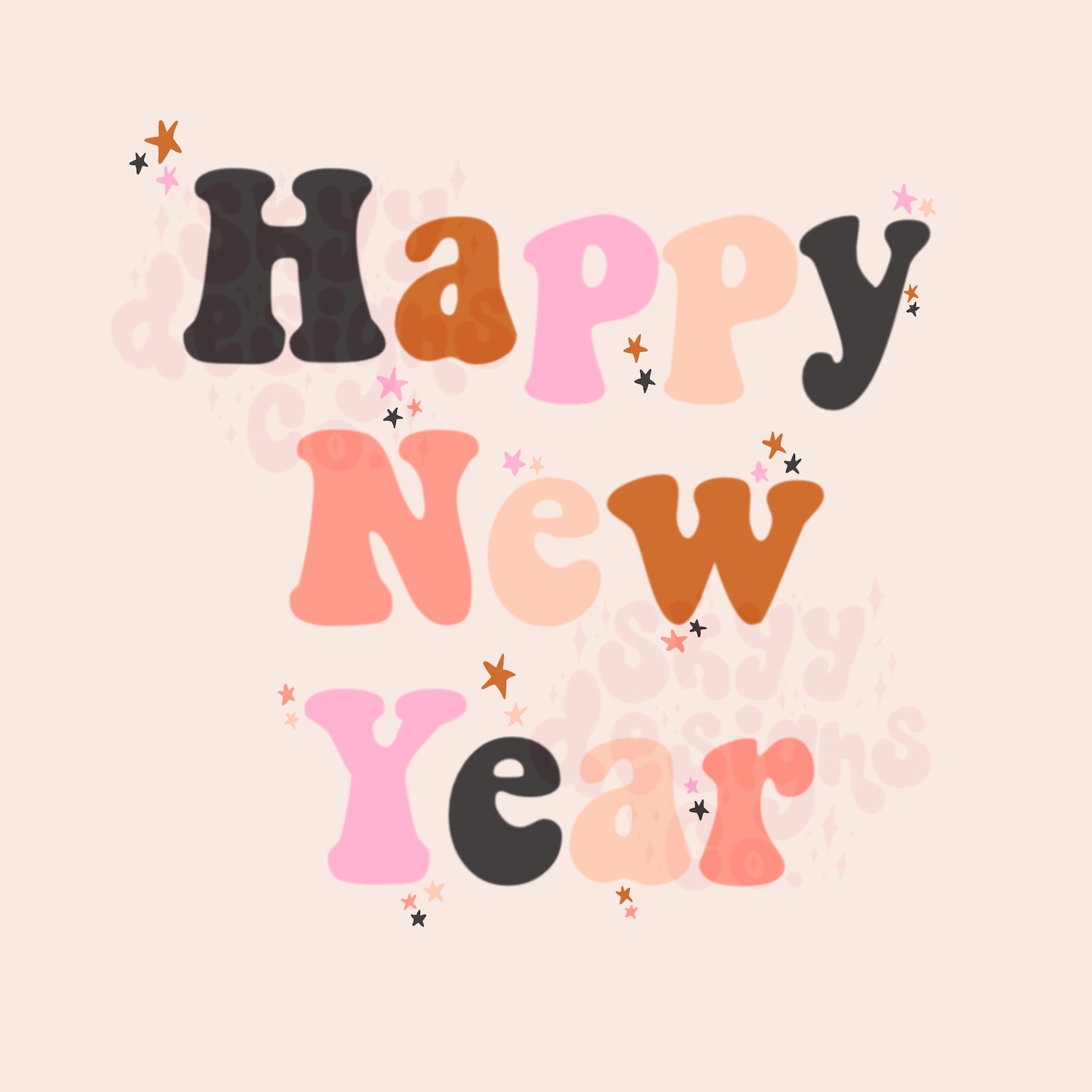 Boho Happy New Year Digital Seamless Pattern for Fabrics and - Etsy