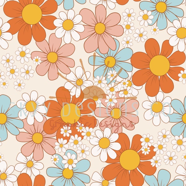 Retro Floral Fabric - Etsy