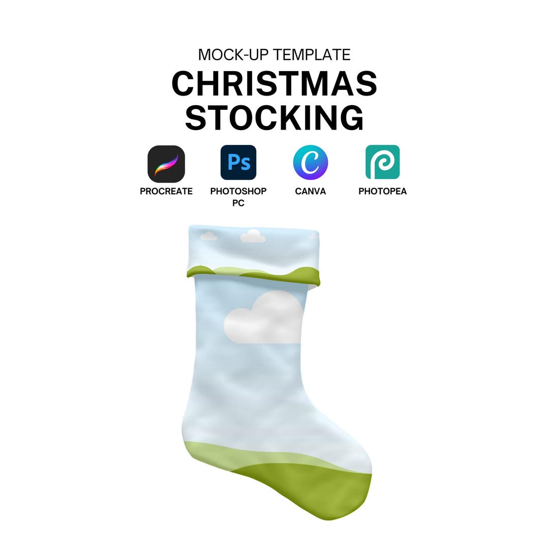 Christmas Stocking Realistic Mock-up Template for Canva, Procreate ...