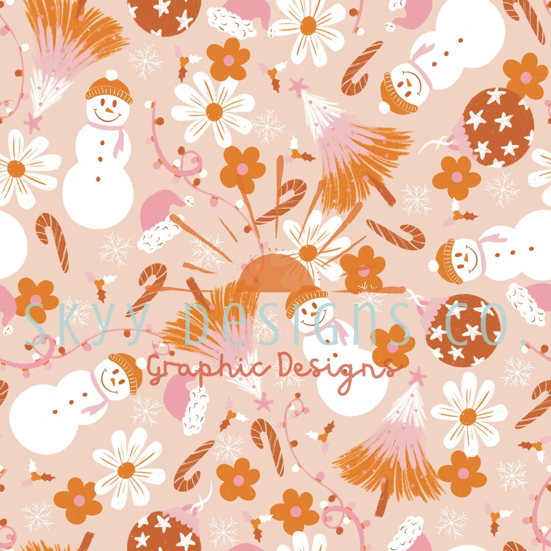 Boho Christmas Trees Neutral Digital Seamless Pattern for Fabrics and ...