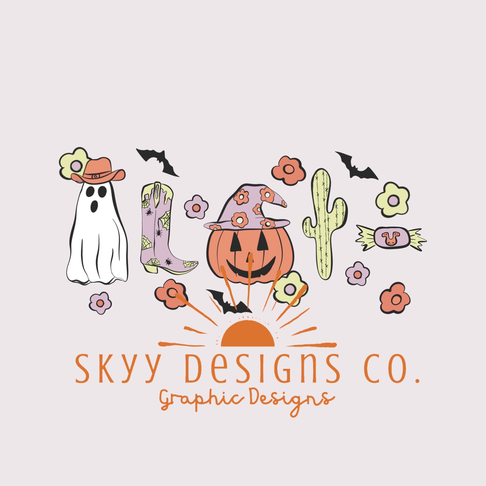 Western Spooky Cactus and Ghosts Halloween Digital Seamless - Etsy
