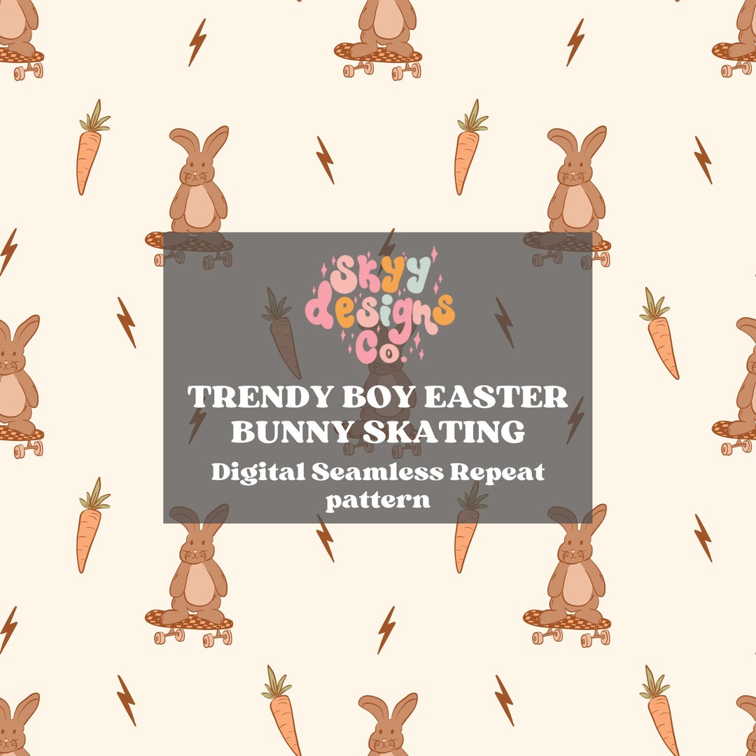 Trendy Boys Easter Bunnies Digital Seamless Pattern for Fabrics, Boy ...