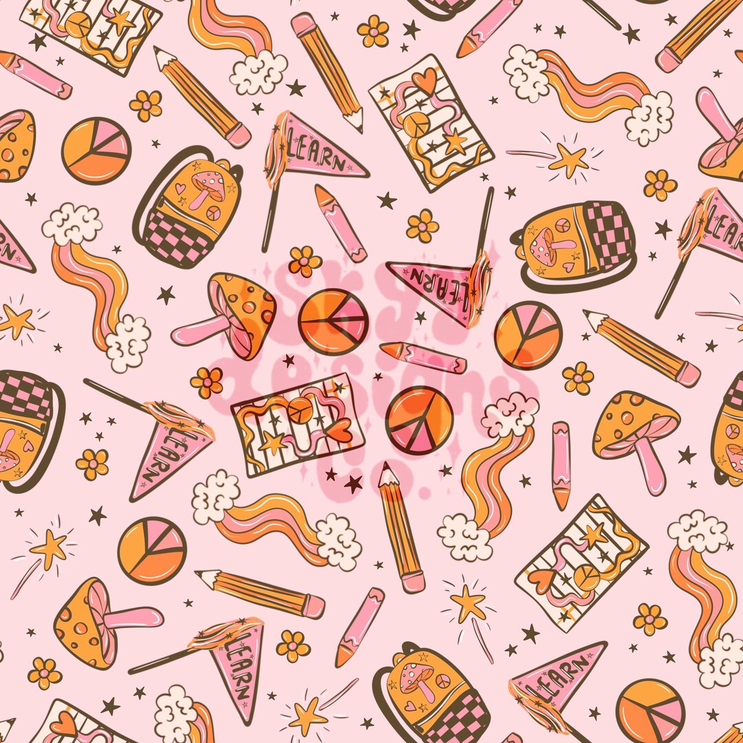 Retro Bright School Digital Seamless Pattern for Fabrics and Wallpapers ...