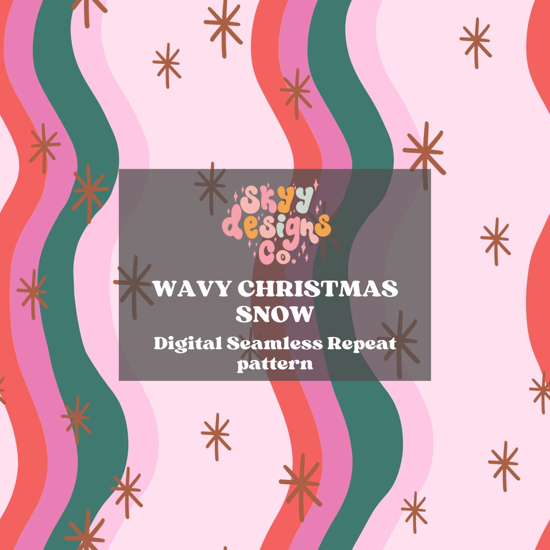 Retro Wavy Christmas Digital Seamless Pattern for Fabrics and ...