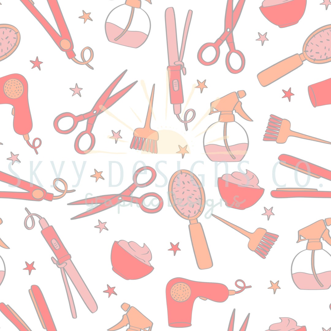 Hair Stylist Seamless Repeat Pattern for Hairdresser, Hair Products ...