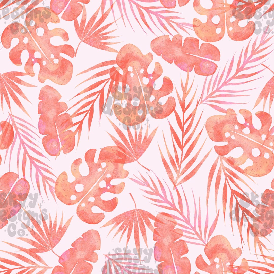 Watercolor Tropical Leaves Seamless Pattern for Summer, Preppy Beach ...