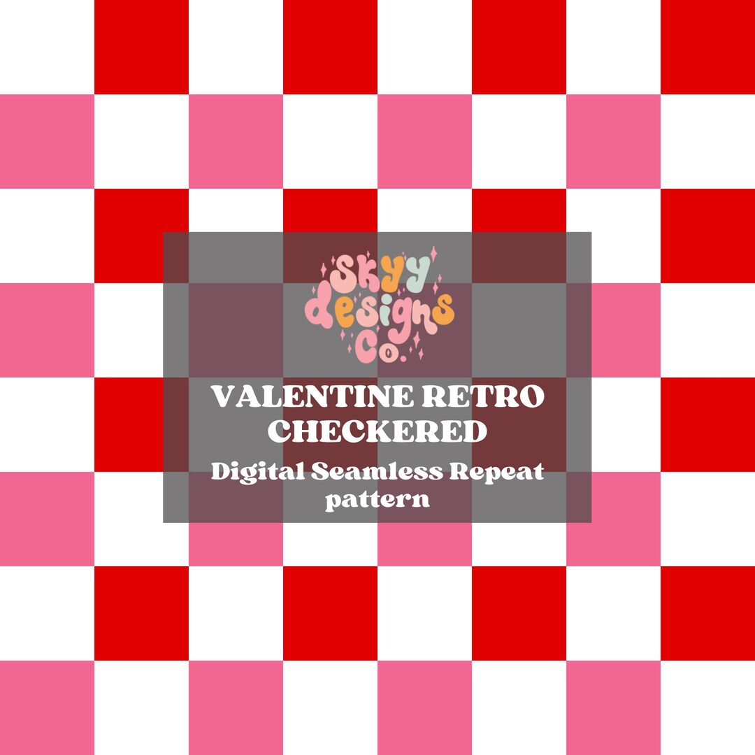 Checkered Valentine Seamless Pattern, Bright Retro Pattern Paper ...
