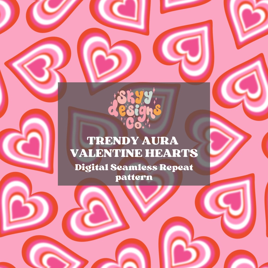 Trendy Aura Hearts Digital Seamless Pattern for Fabrics and Wallpapers ...