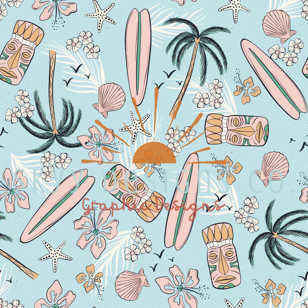 Beachy Palm Leaves Seamless Pattern for Summer, Boho Beachy Seamless ...