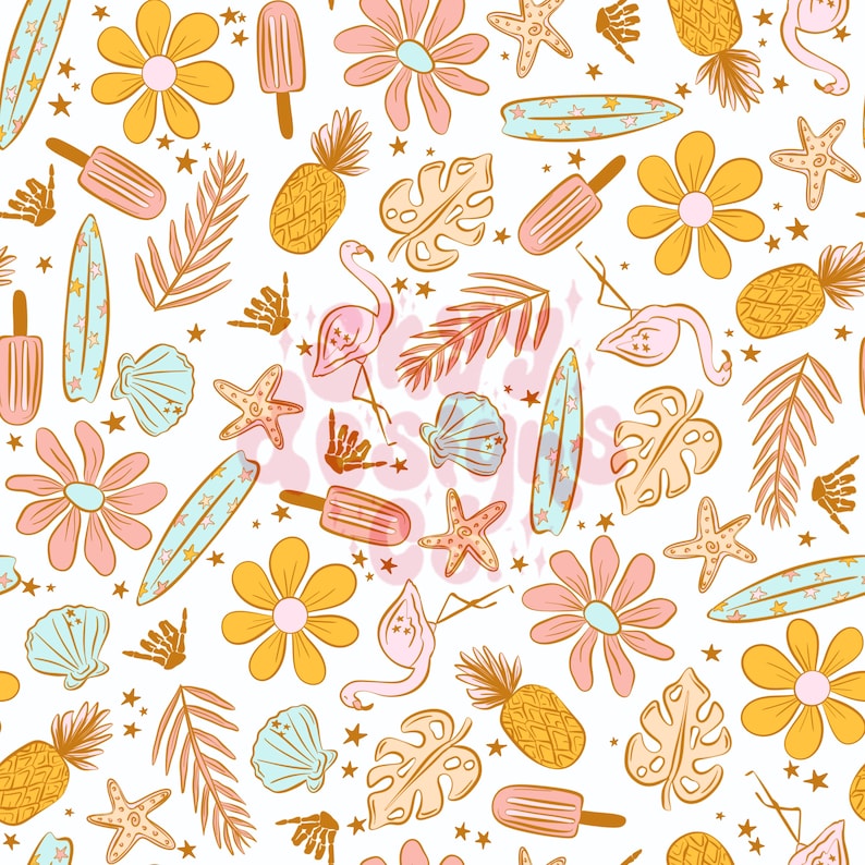 Trendy Tropical Summer Seamless Pattern for Summer Topical - Etsy