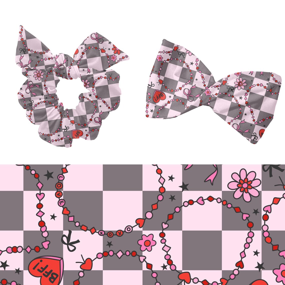 Retro Heart Bracelet Checkered Pattern for Valentine's Day, Friendship ...