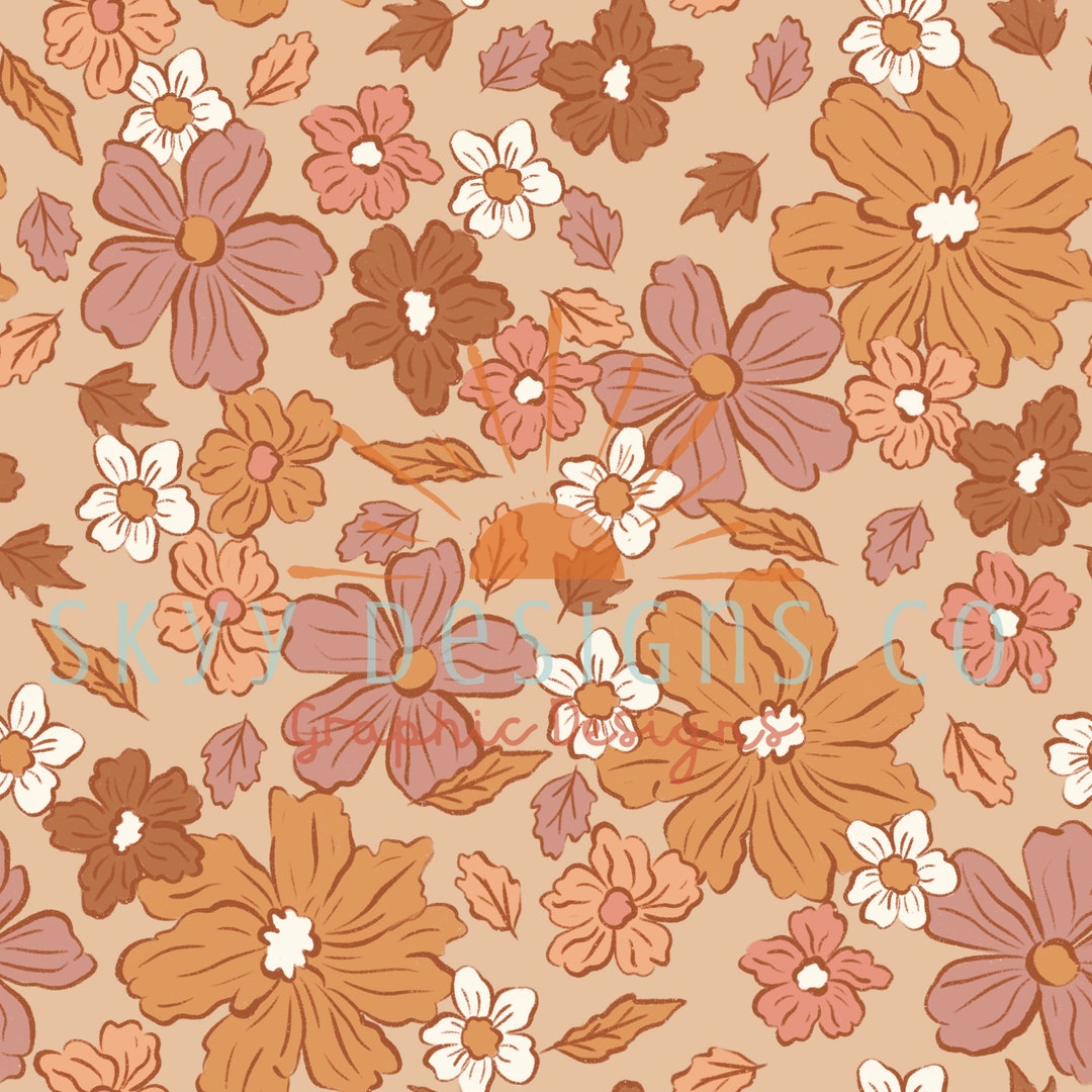 Boho Fall Leaves Digital Seamless Pattern for Fabrics and Wallpapers ...