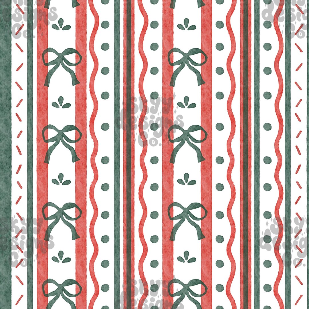 Coquette Stripes and Bows Seamless Pattern Design for Christmas ...