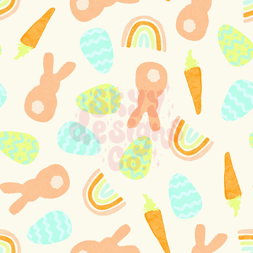 Boys Watercolor Easter Bunny Digital Seamless Pattern for Fabrics and ...