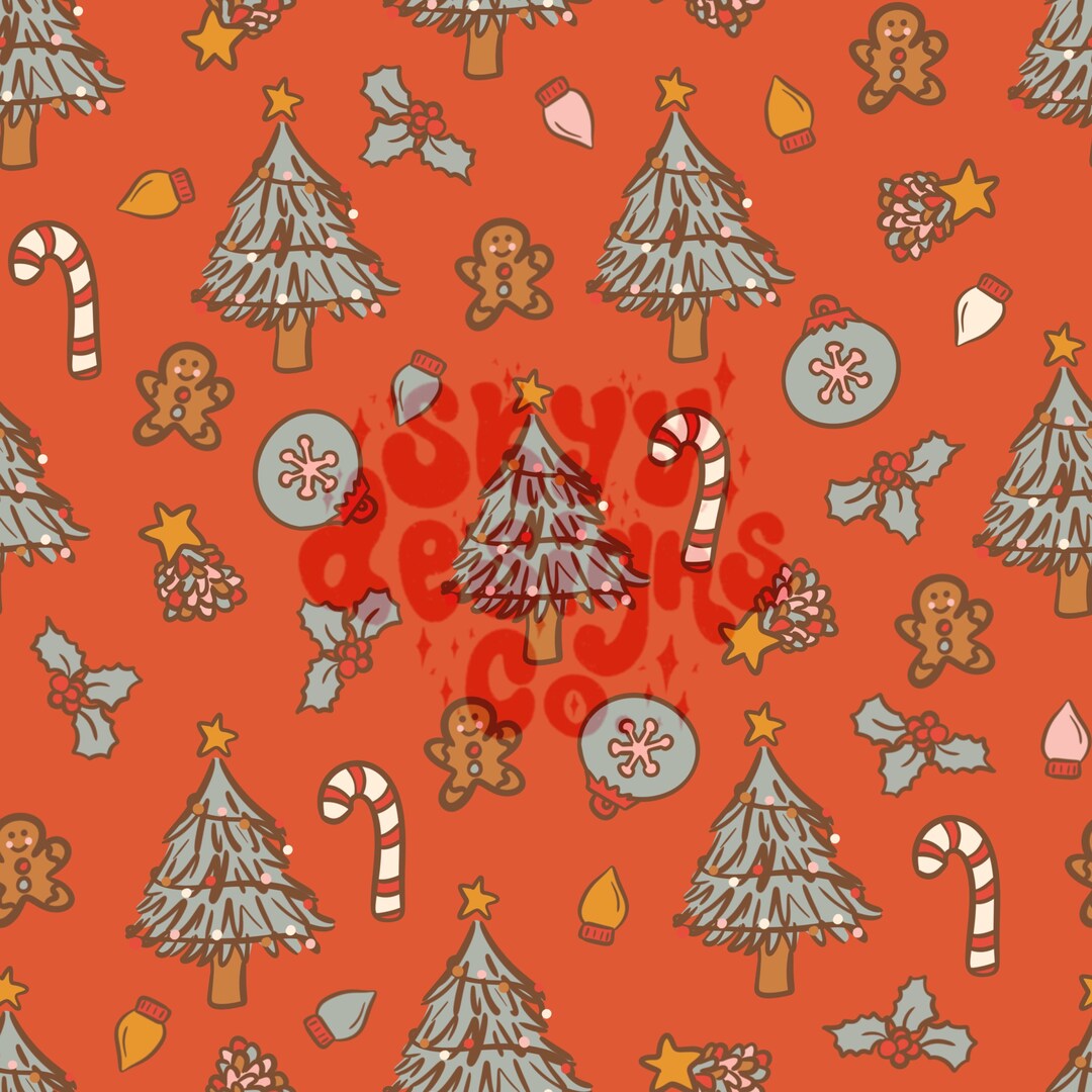 Traditional Trees and Cookies Seamless Pattern for Christmas, Winter ...