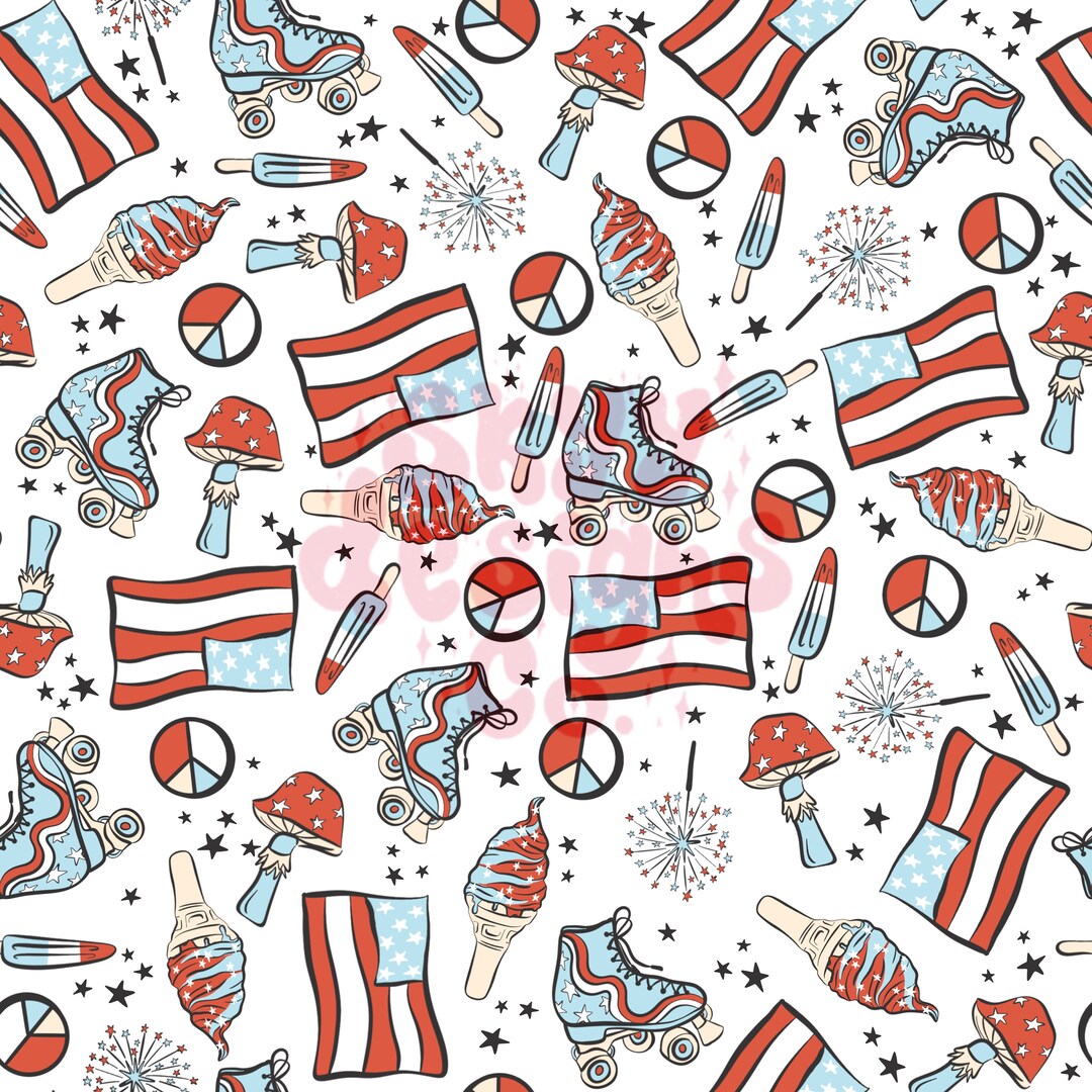 Retro Fourth of July Seamless Pattern, Groovy Patriotic Pattern Paper ...