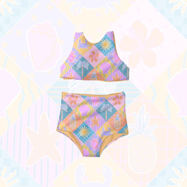 Bright Beach Patchwork Seamless Pattern for Summer, Pastel Girly ...
