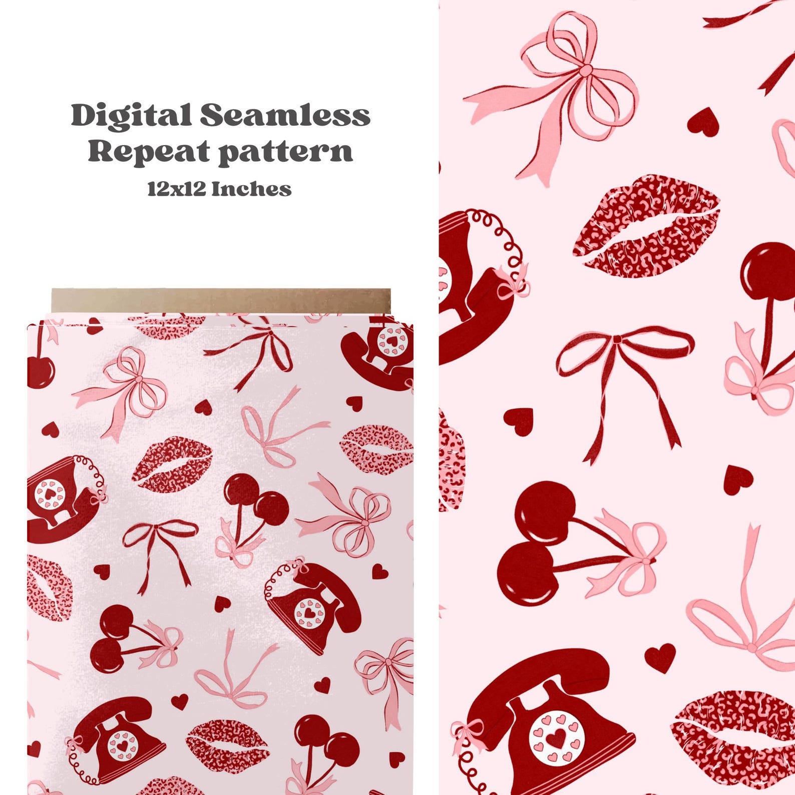 Coquette Valentine's Day Seamless Pattern, Retro Love Pattern Paper ...