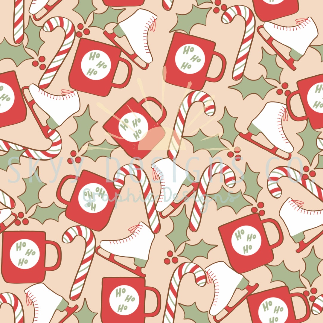Muted Christmas Digital Seamless Pattern for Fabrics and Wallpapers ...