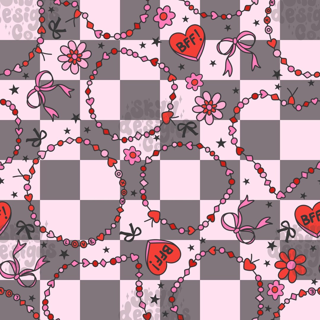 Retro Heart Bracelet Checkered Pattern for Valentine's Day, Friendship ...