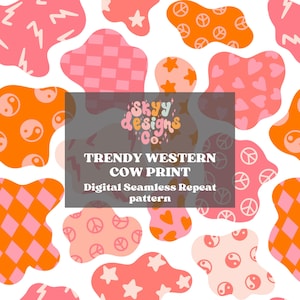 Trendy Western Cow Print Digital Seamless Pattern for Fabrics and ...