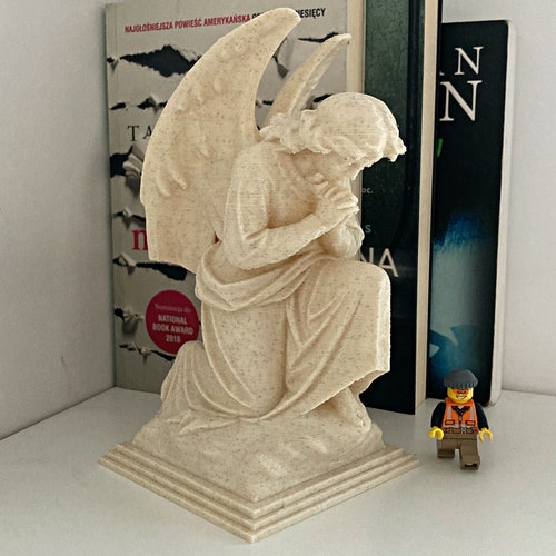 Praying Angel Figurine Kneeling Male Angel Statue Concrete - Etsy