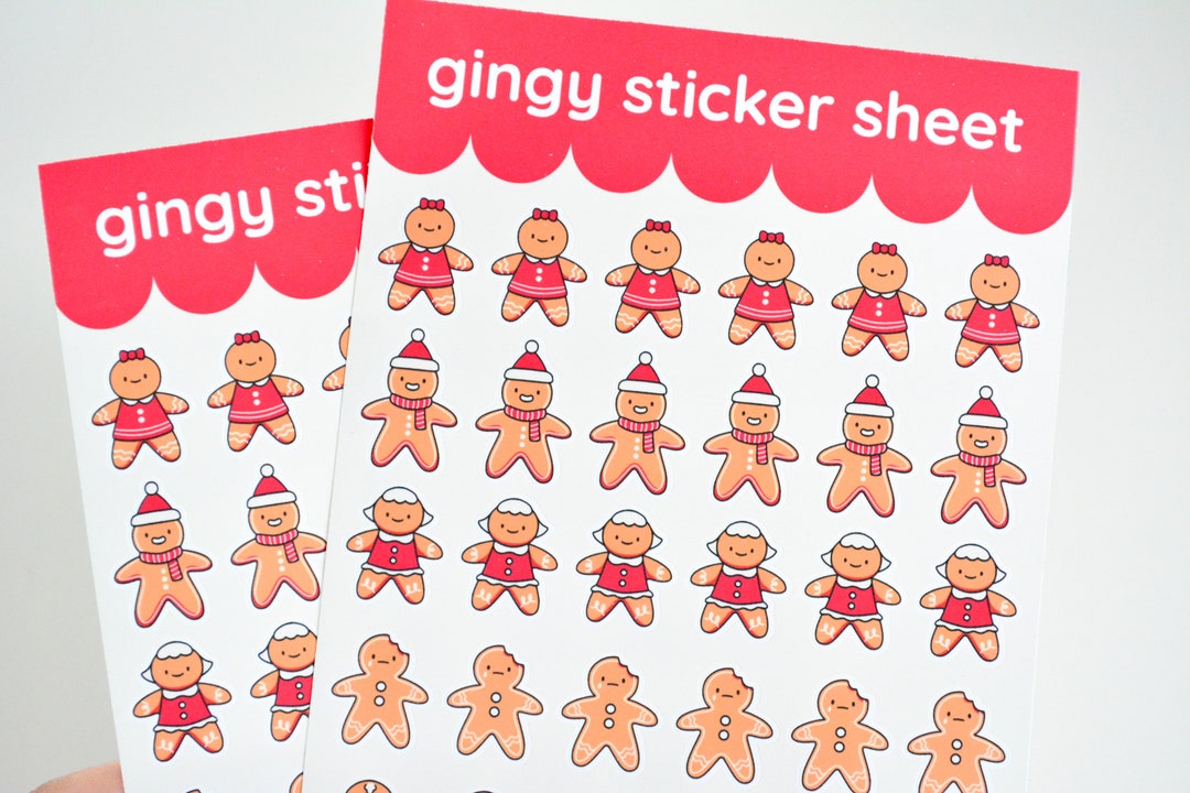 Gingy Sticker Sheet Gingerbread Man Sticker Sheet - Etsy