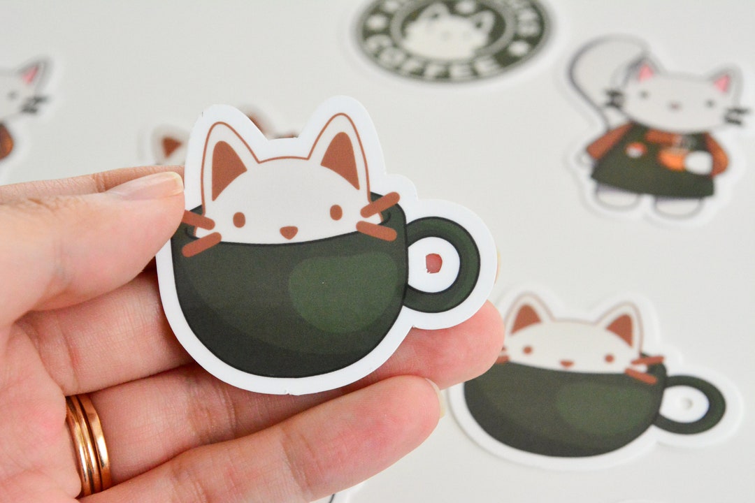 Kitty in a Mug Coffee Cat Sticker Starbucks Inspired Stickers Cute ...