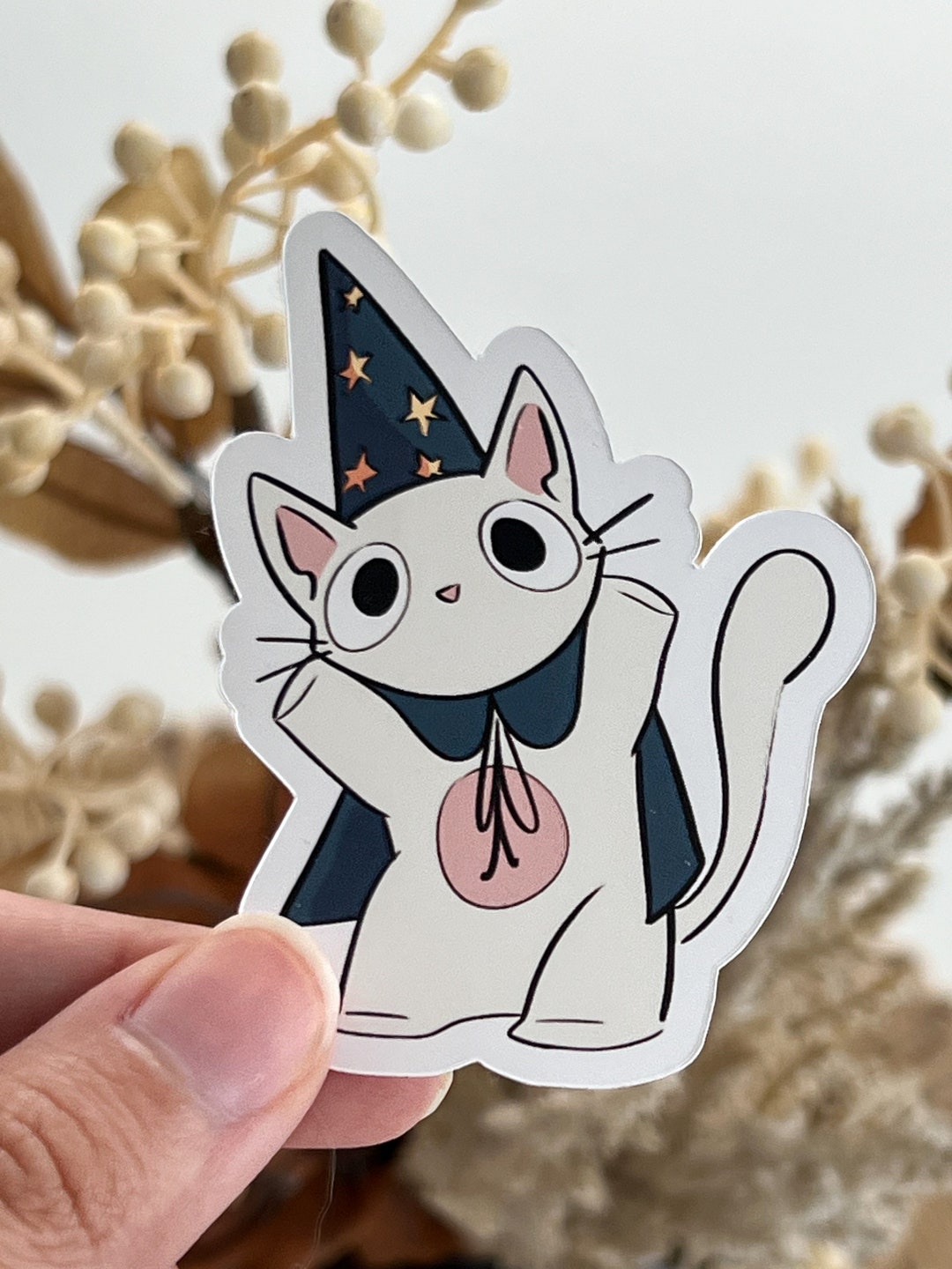 Wizard Cat Sticker Magical Cat Cute Laptop Stickers Water Bottle ...