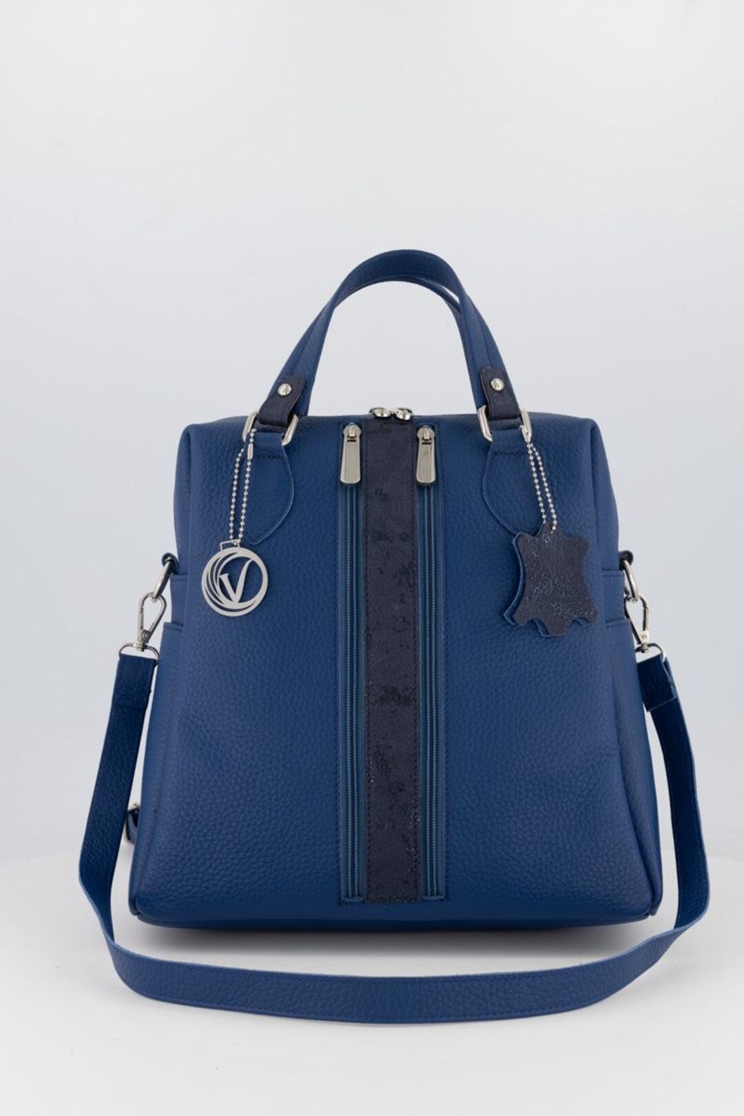 Blue Convertible Bag, Shoulder Bag, Three in One Bag, Real Leather ...