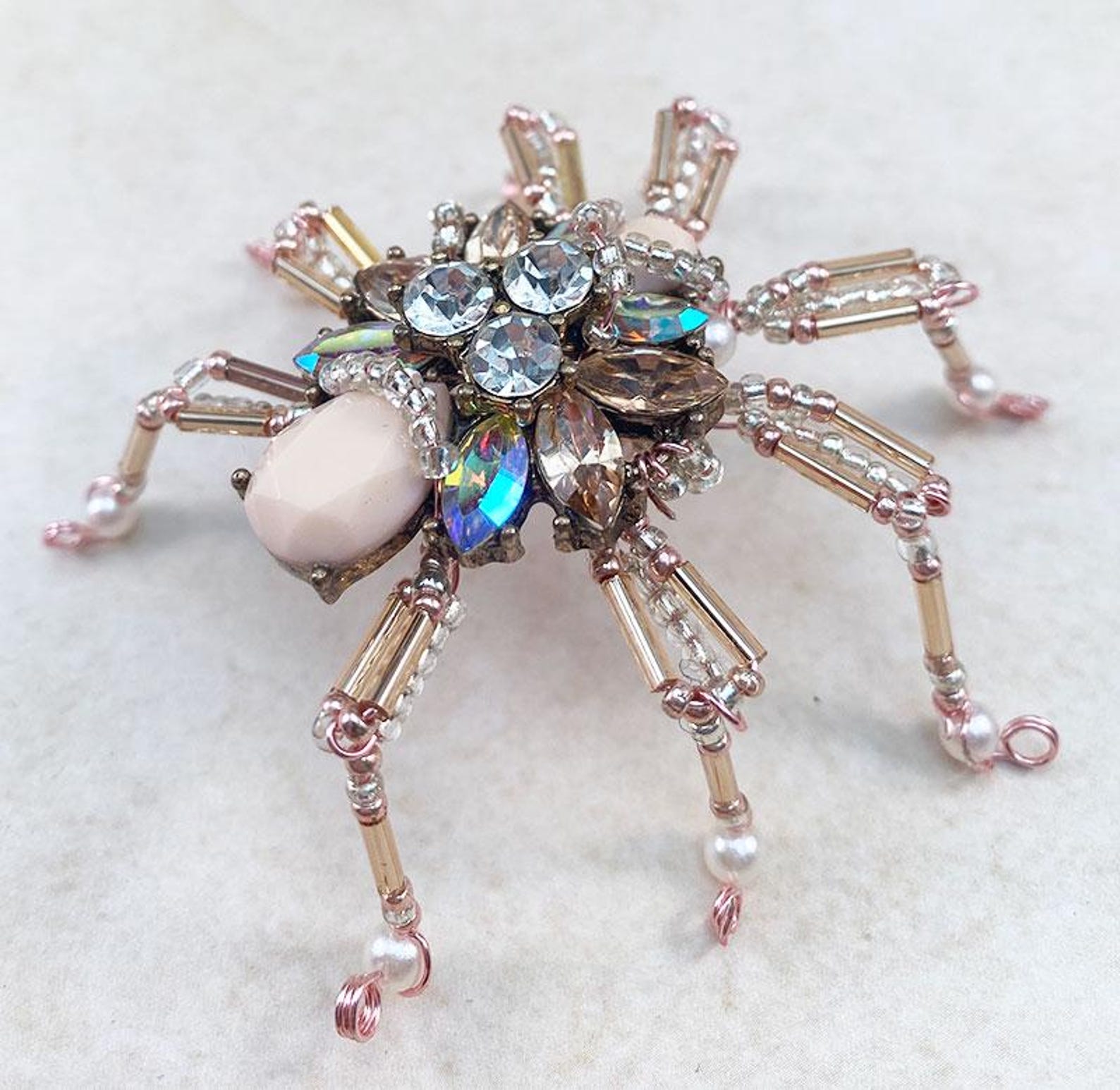 Spider Figurine, Ornament Holiday Gift, Unique, OOAK, Handmade, Jewel ...