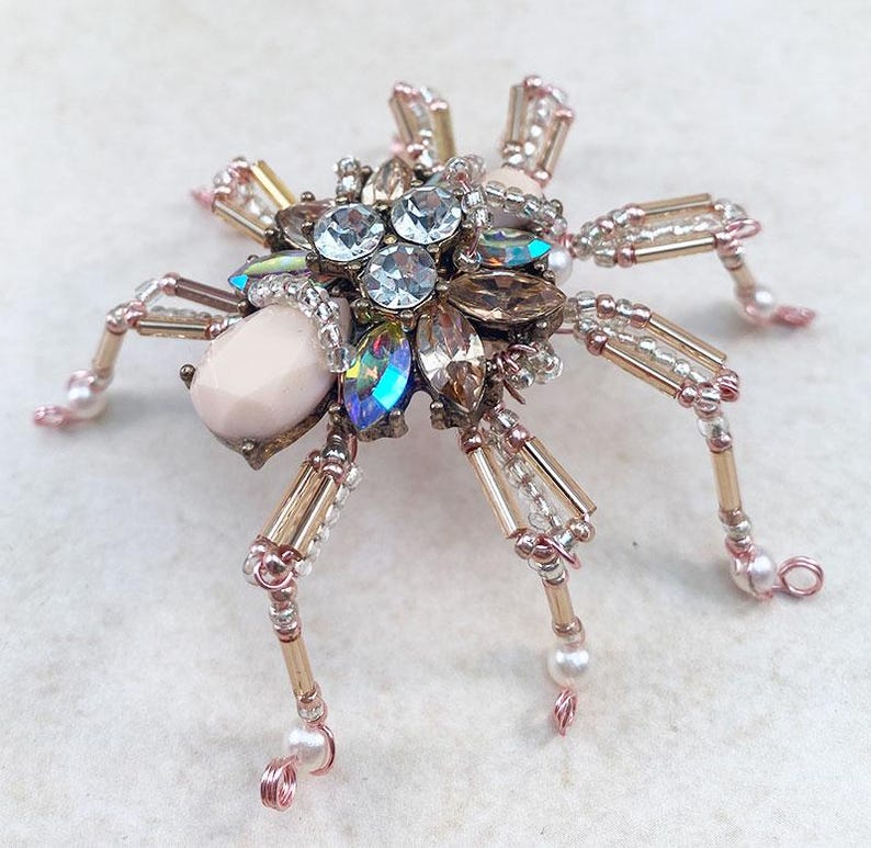 Spider Figurine, Ornament Holiday Gift, Unique, OOAK, Handmade, Jewel ...