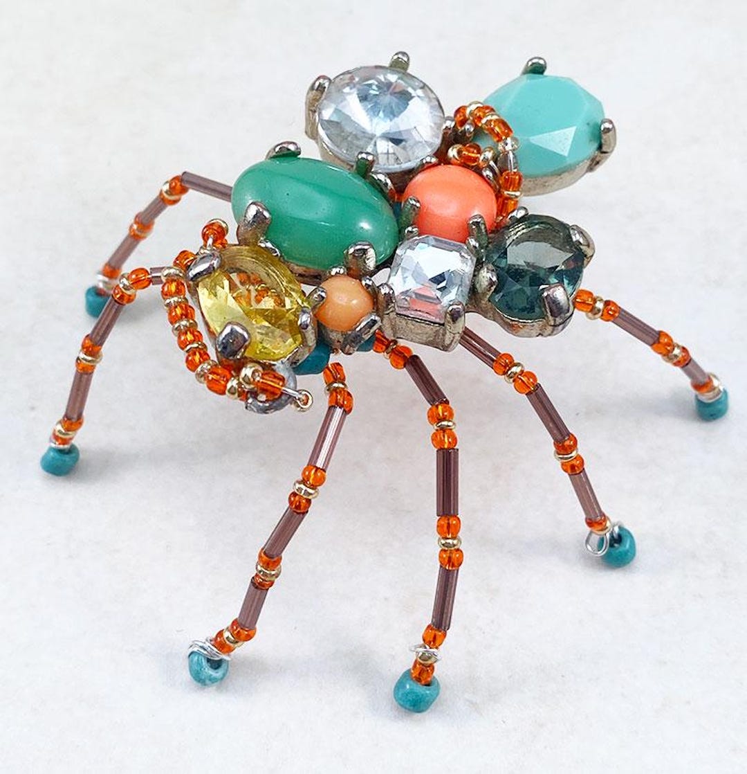 Spider Figurine, Ornament Holiday Gift, Unique, OOAK, Handmade, Jewel ...