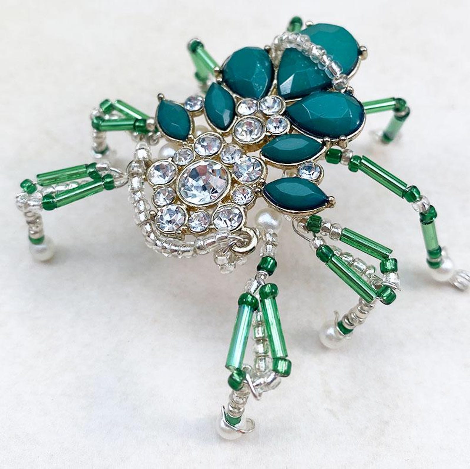 Spider Figurine, Ornament Holiday Gift, Unique, OOAK, Handmade, Jewel ...