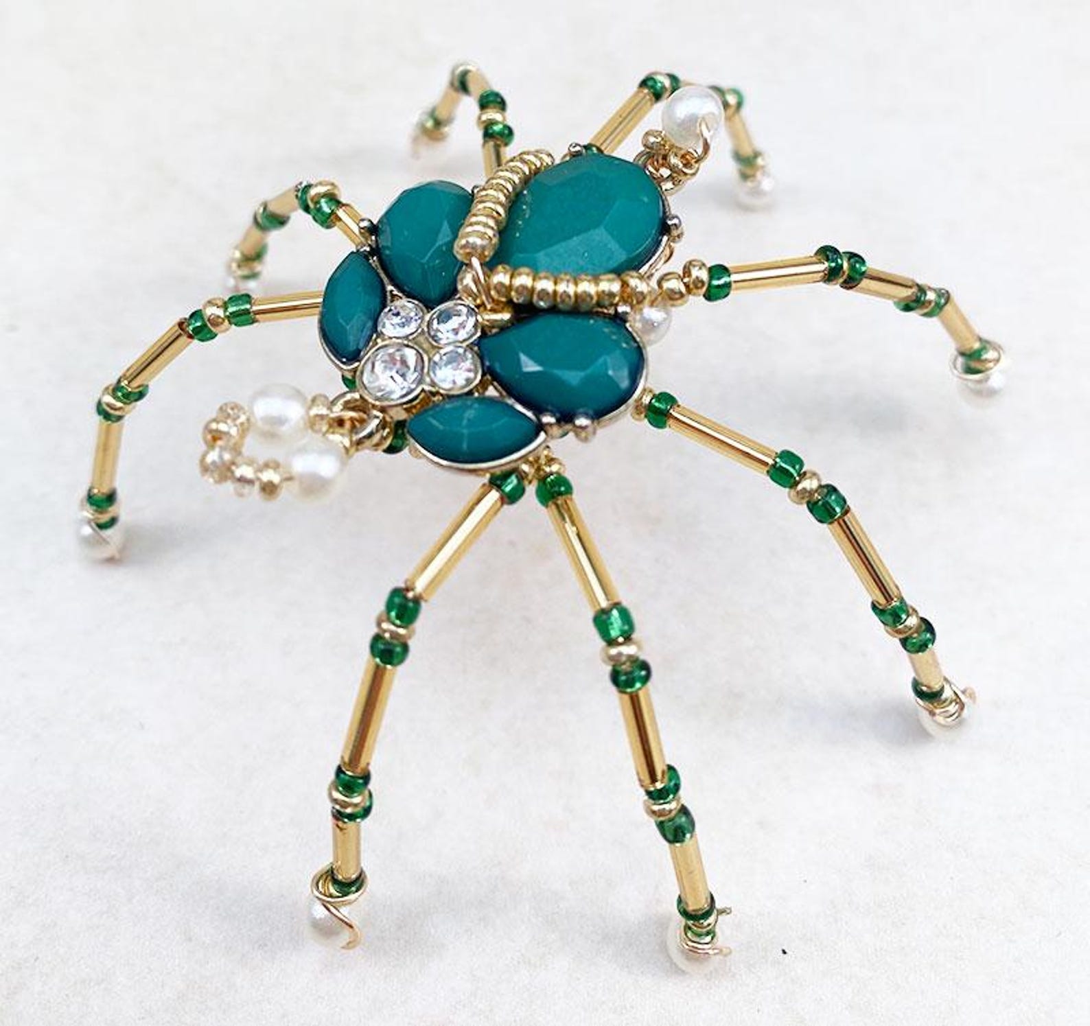 Spider Figurine, Ornament Holiday Gift, Unique, OOAK, Handmade, Jewel ...