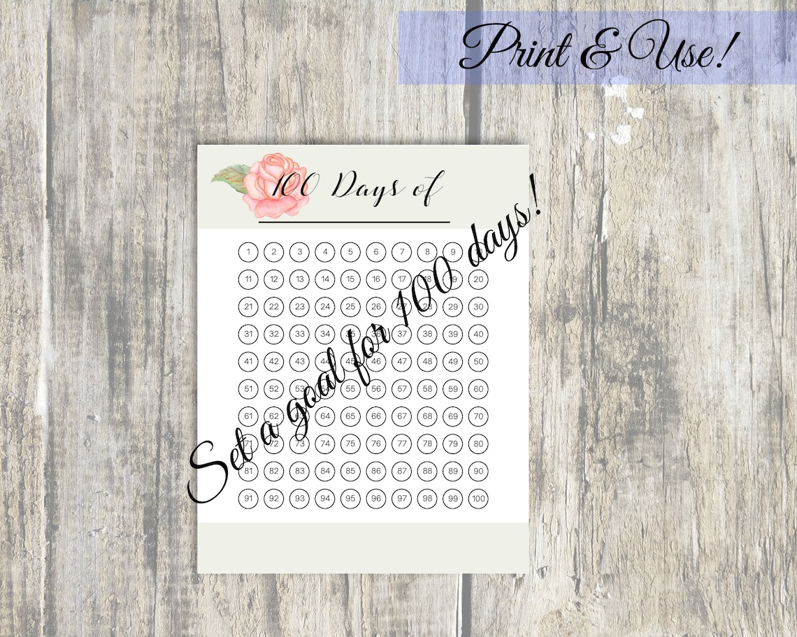 100 Days Habit Tracker 100 Day Challenge Planner Printable - Etsy