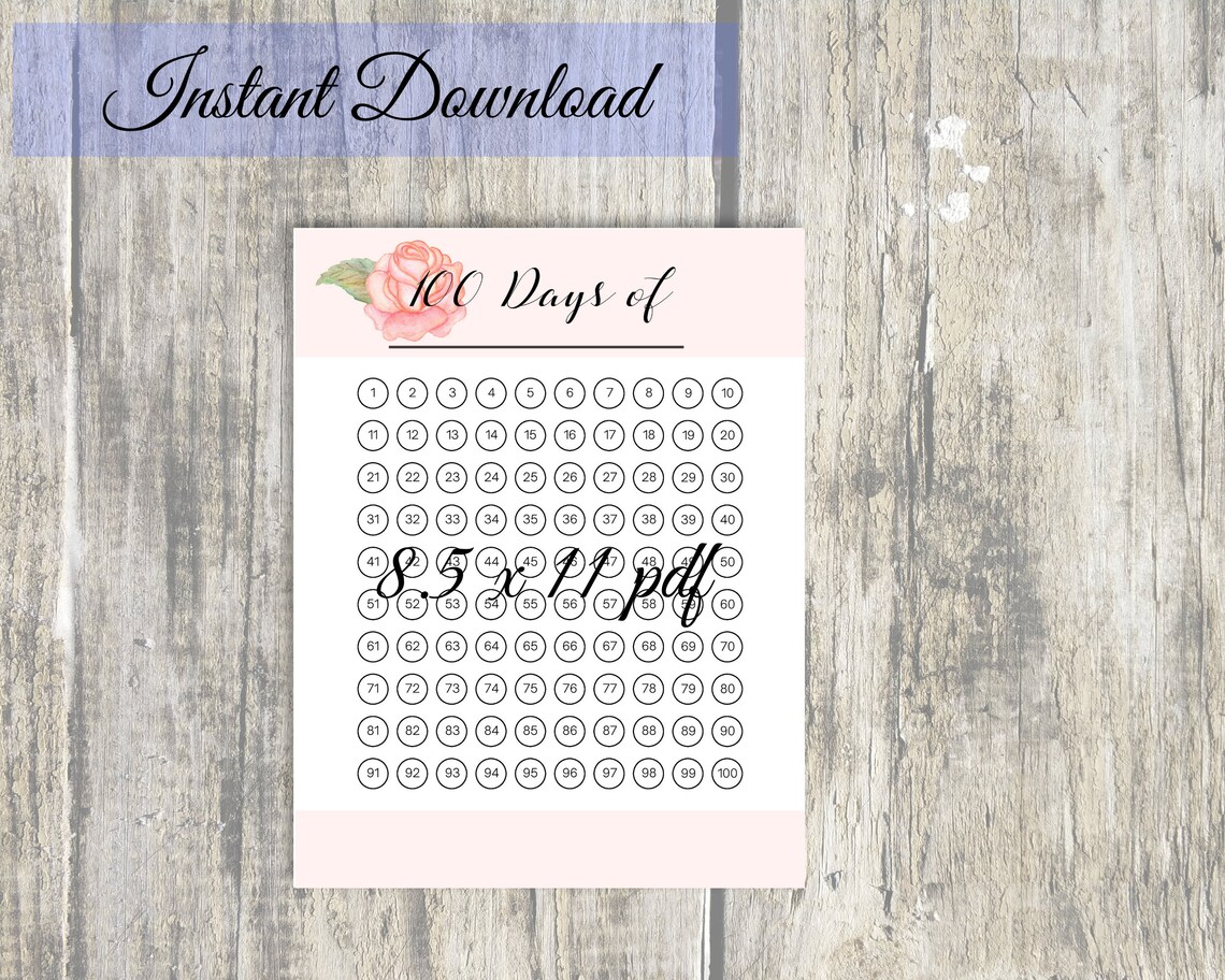 100 Days Habit Tracker 100 Day Challenge Planner Printable - Etsy