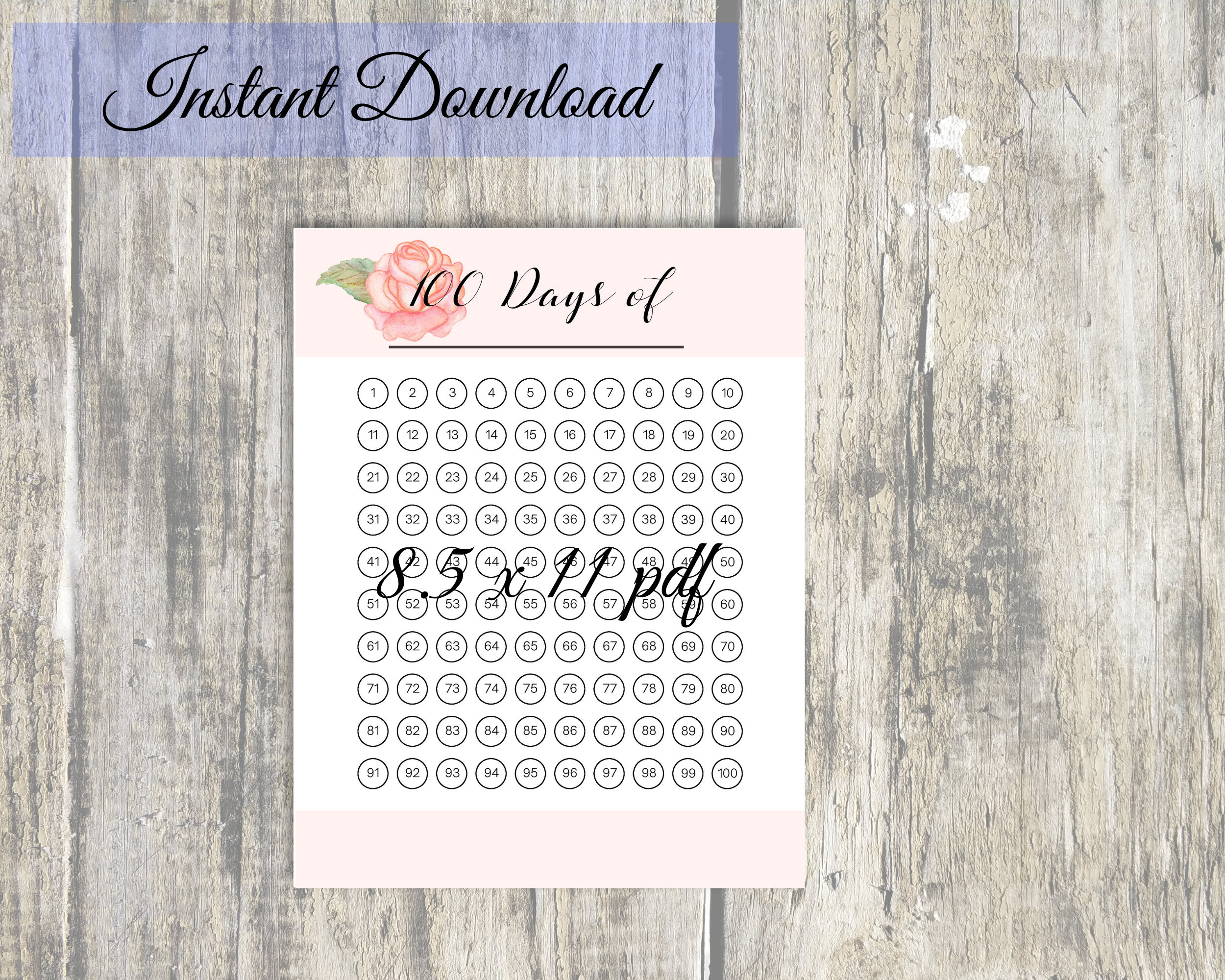 100 Days Habit Tracker 100 Day Challenge Planner Printable - Etsy