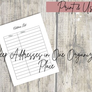 Printable Card Tracker, Address List Printable, Greeting Card Tracker ...