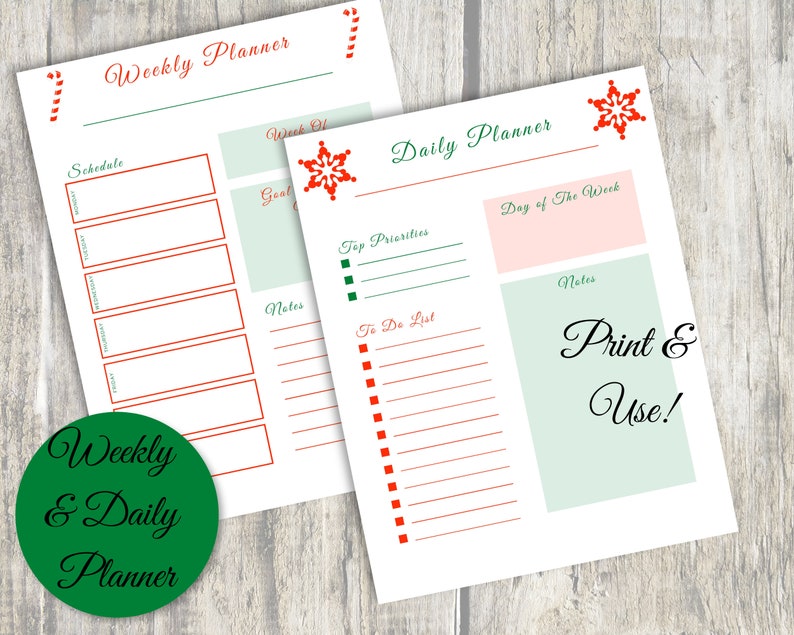 Christmas Planner Printable Bundle. Now Also Sized to Fit in HP Skinny ...
