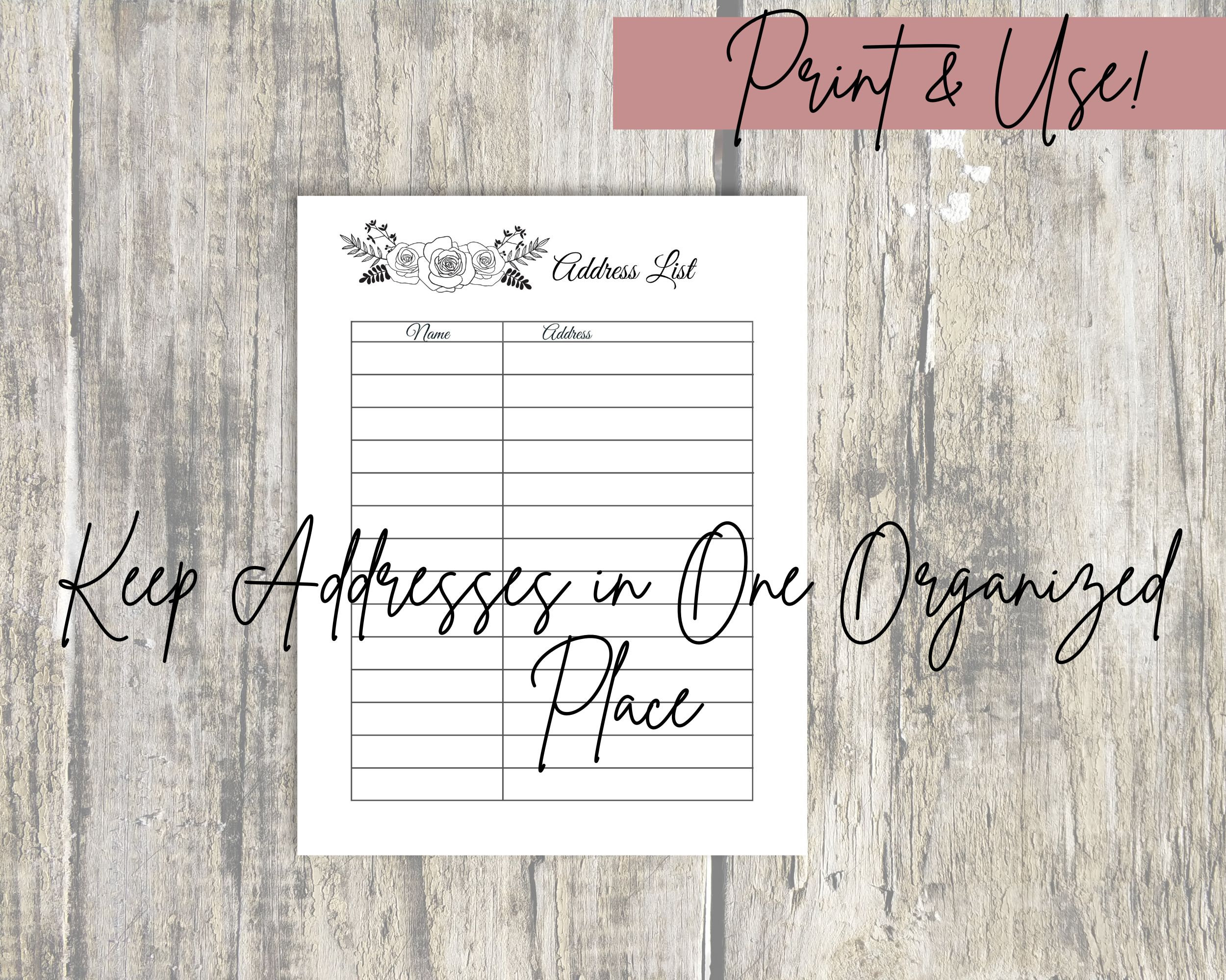 Printable Card Tracker, Address List Printable, Greeting Card Tracker ...