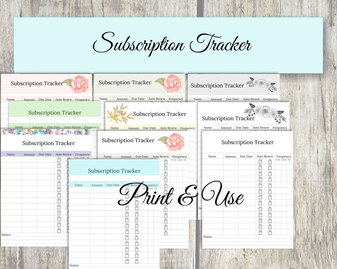 Subscription Tracker, Planner Printable - Etsy