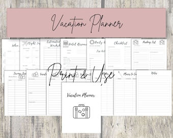 Travel Planner Printables Family Vacation Trip Itinerary Getaway Plans ...