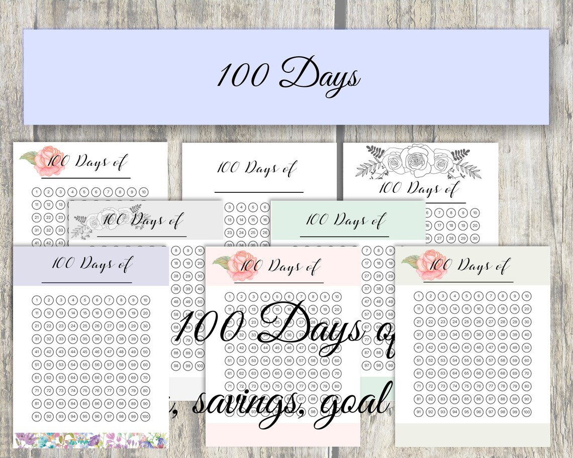 100 Days Habit Tracker 100 Day Challenge Planner Printable - Etsy