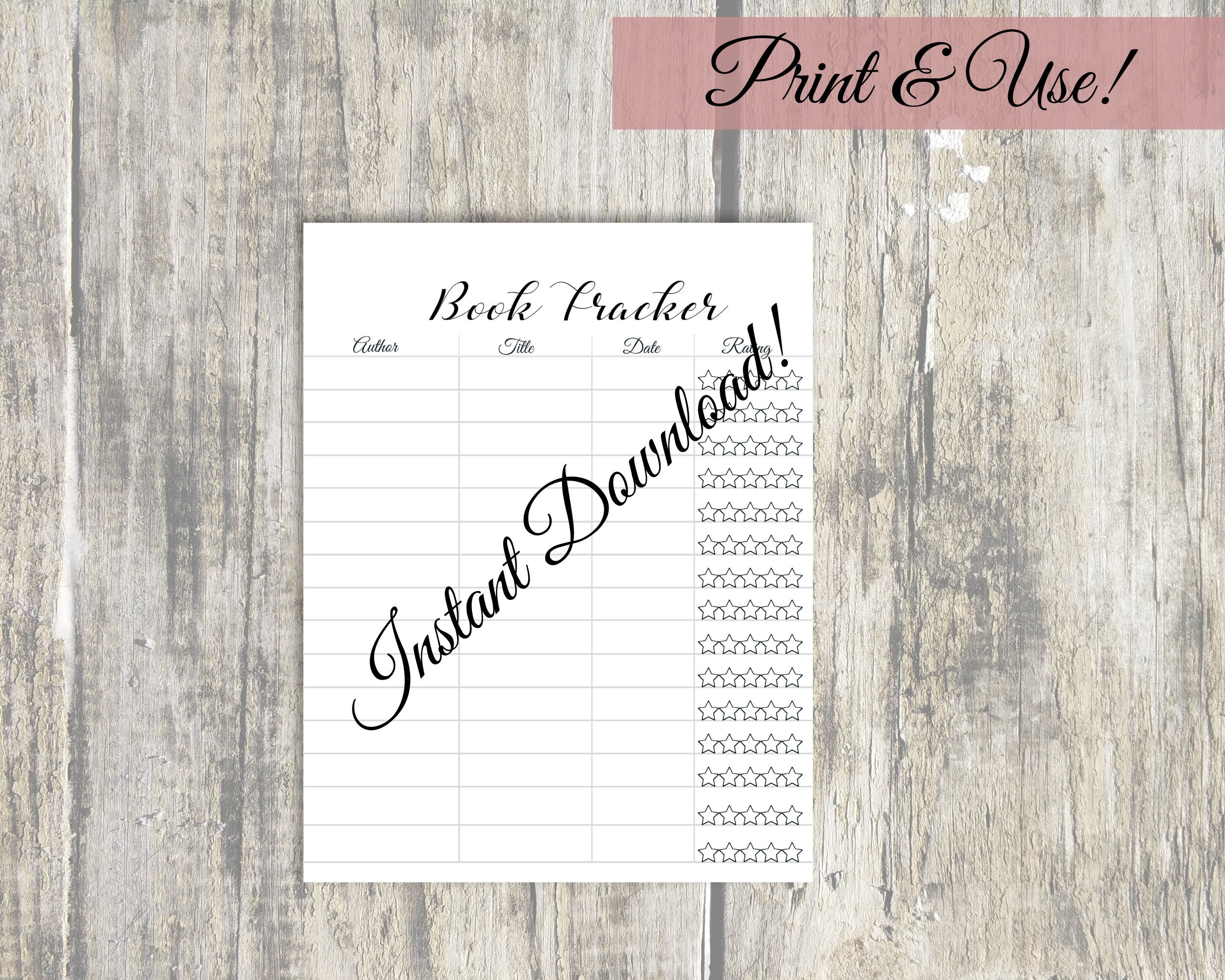 Book Tracker Planner Printable Instant Download - Etsy