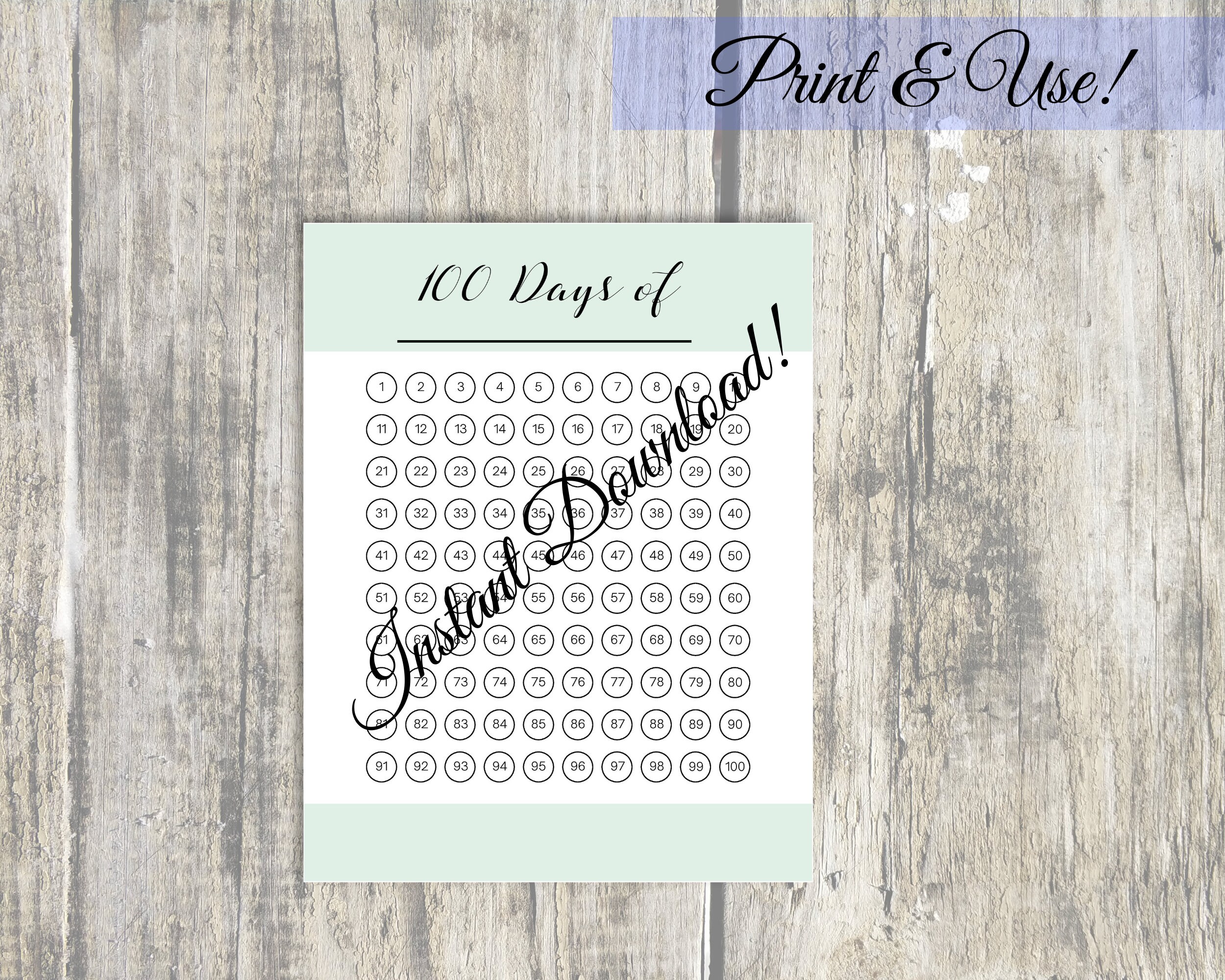 100 Days Habit Tracker 100 Day Challenge Planner Printable - Etsy