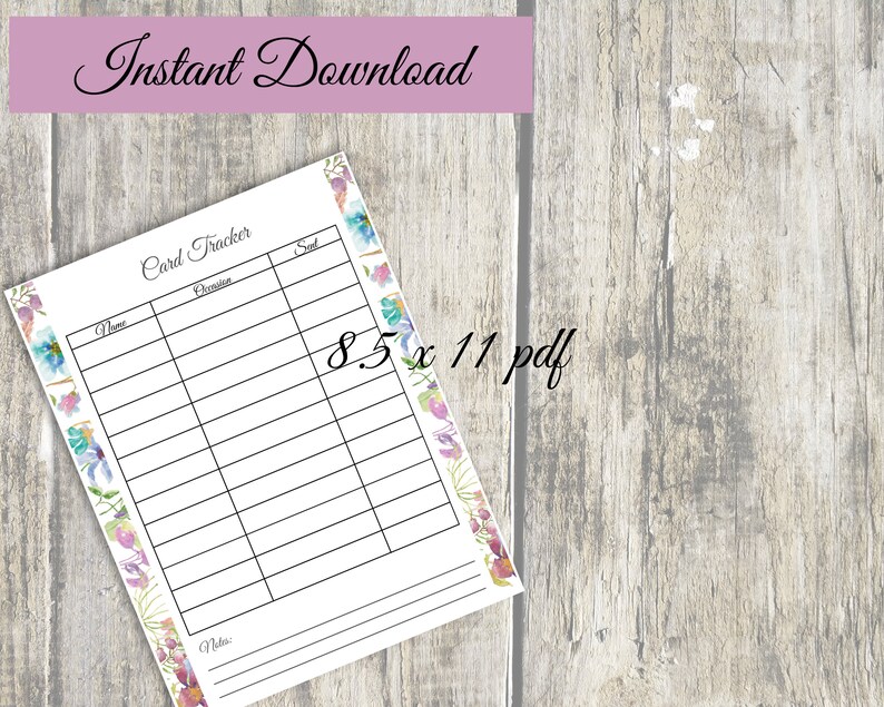 Card Tracker Address List Printable - Etsy