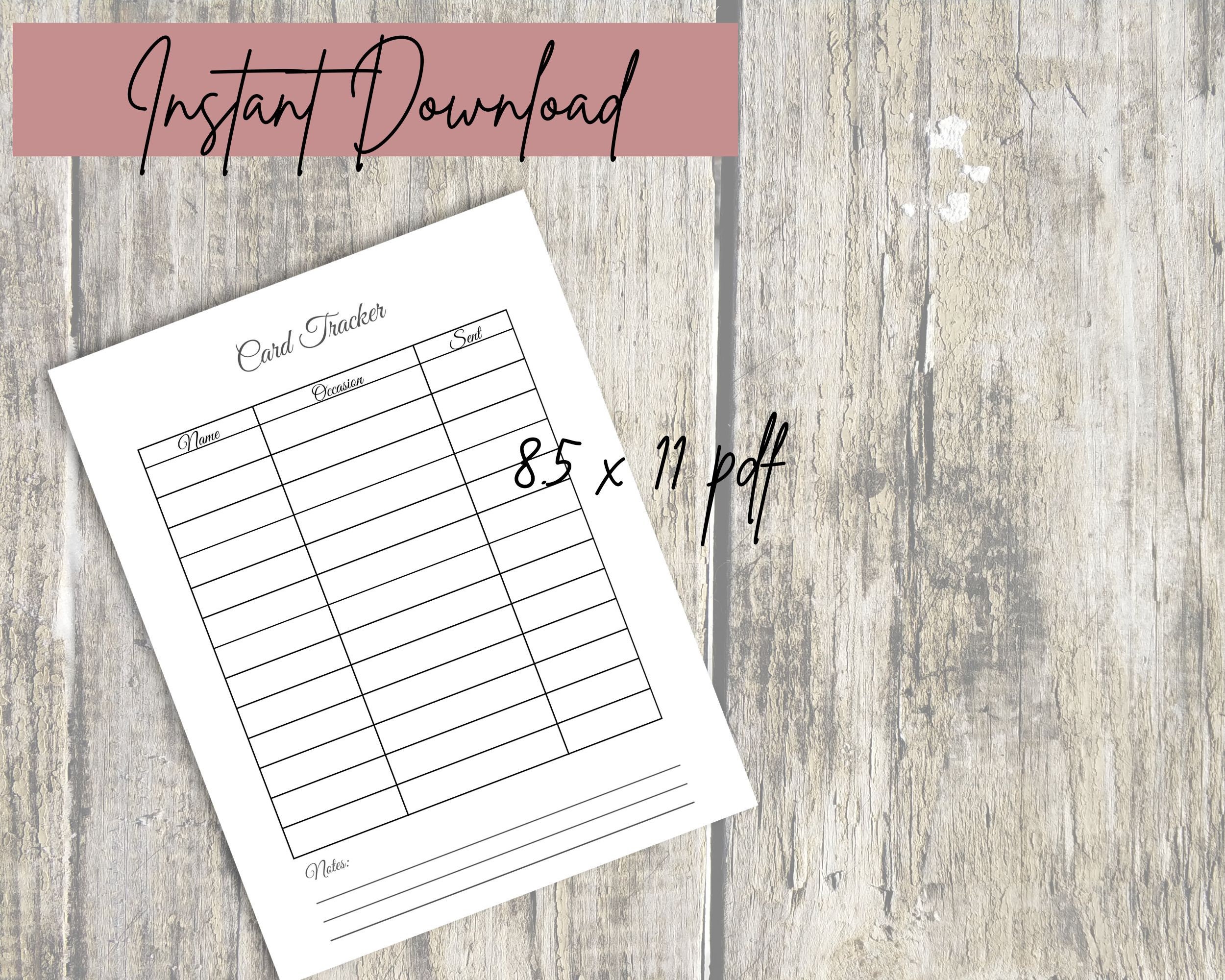 Printable Card Tracker, Address List Printable, Greeting Card Tracker ...