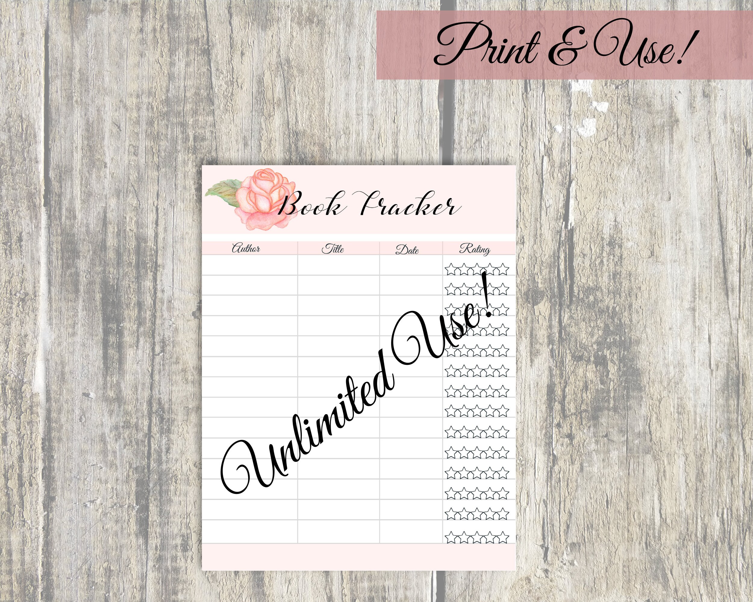 Book Tracker, Planner Printable, Instant Download - Etsy